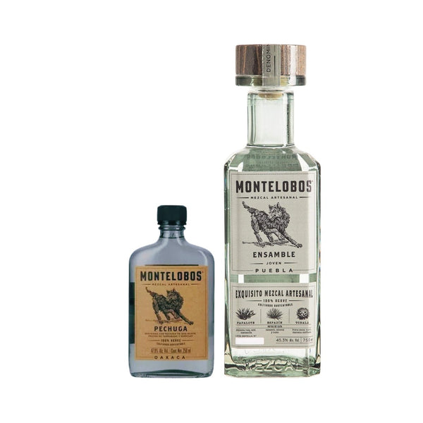MEZCAL MONTELOBOS ENSAMBLE JOVEN 750 ML + MONTELOBOS PECHUGA 250 ML ...