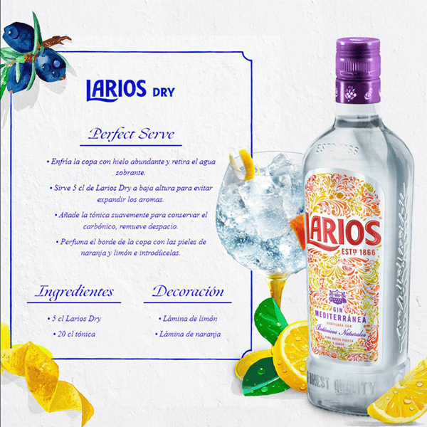 GINEBRA LARIOS DRY GIN 700 ml - CentralDePrecios