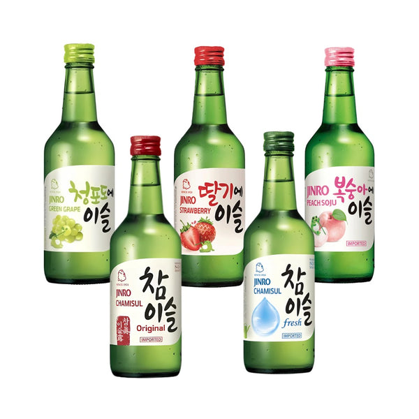 LICOR COREANO SOJU 5 BOTELLAS JINRO (FRESH, CLASSIC, UVA , FRESA Y DUR - CentralDePrecios